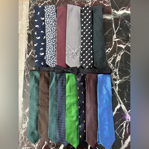 Accessories | Lot Of 15 Mens Silk Ties 14 Neckties 1 Bow Tie Modern ...